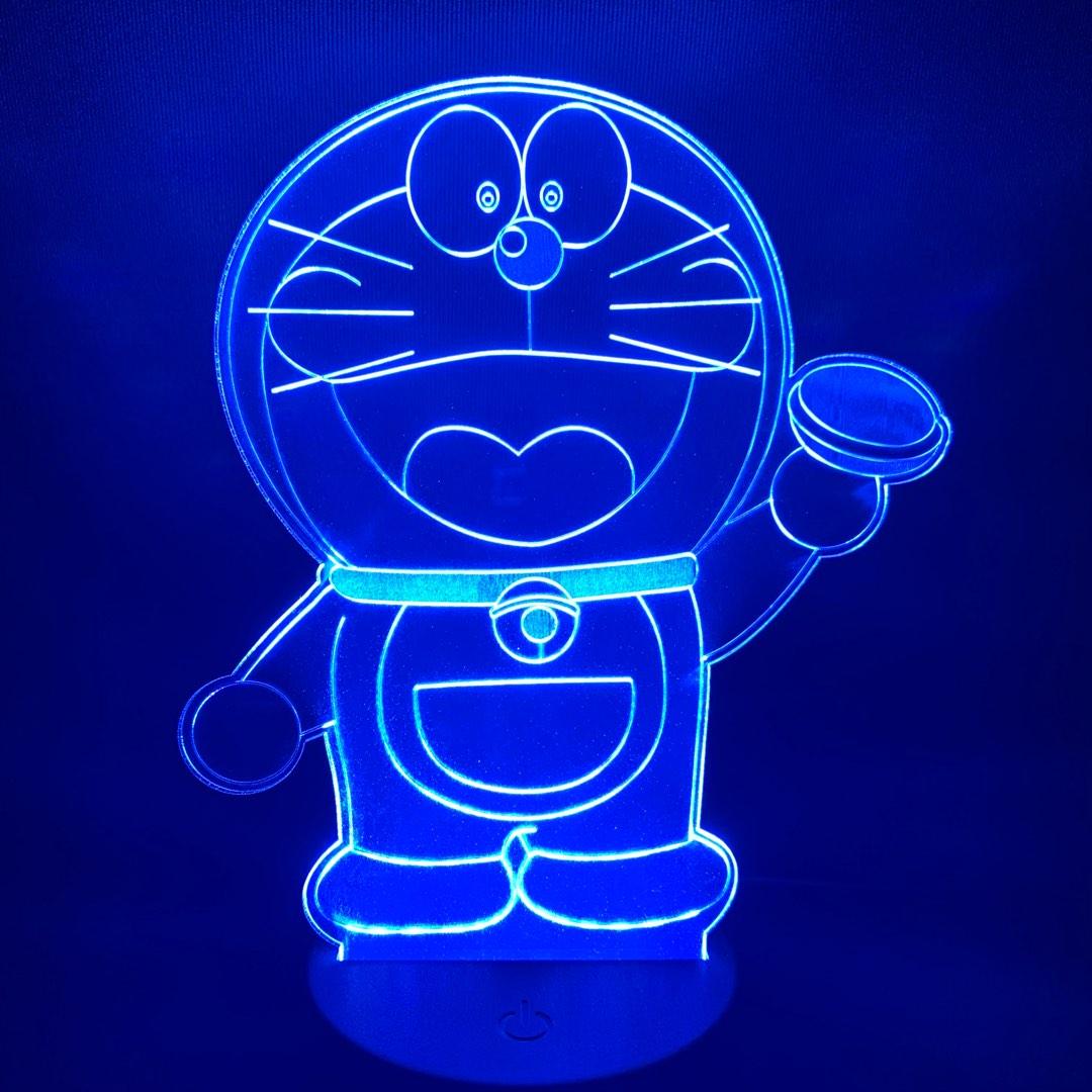 Doraemon LED Bed Light with RGB Remote Acrylic Laser Engrave Special Lampu Tidur Gift, Hobbies ...