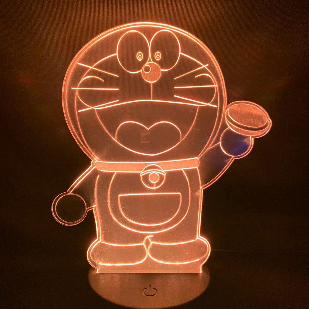 Doraemon LED Bed Light with RGB Remote Acrylic Laser Engrave Special Lampu Tidur Gift, Hobbies ...