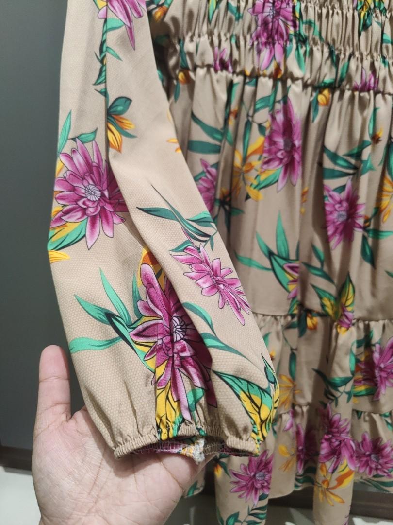 Floral Smock Set, Women's Fashion, Muslimah Fashion, Baju Kurung & sets on Carousell