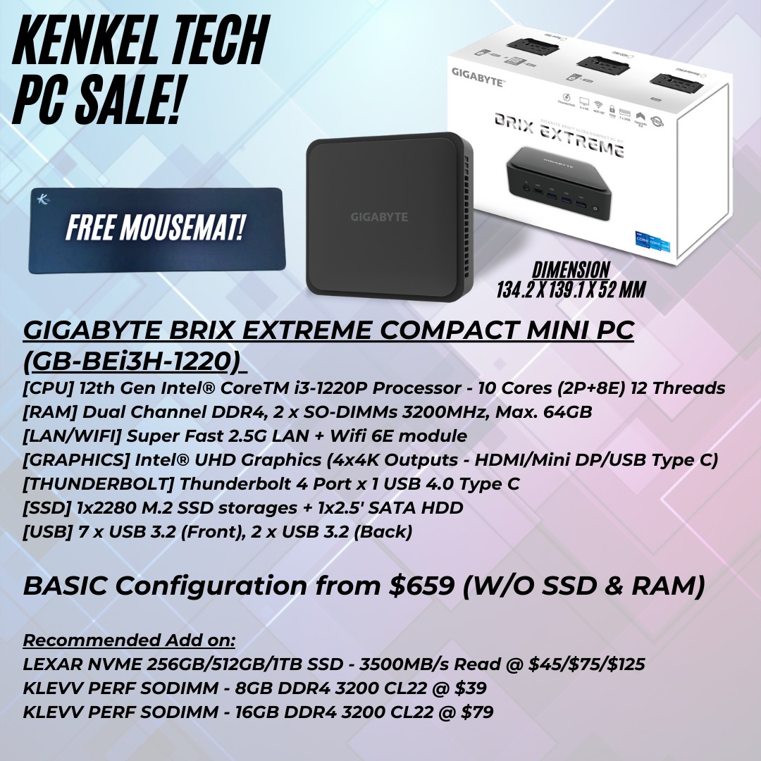 GIGABYTE BRIX Extreme Ultra Compact Mini PC, Desktop, Productivity ...