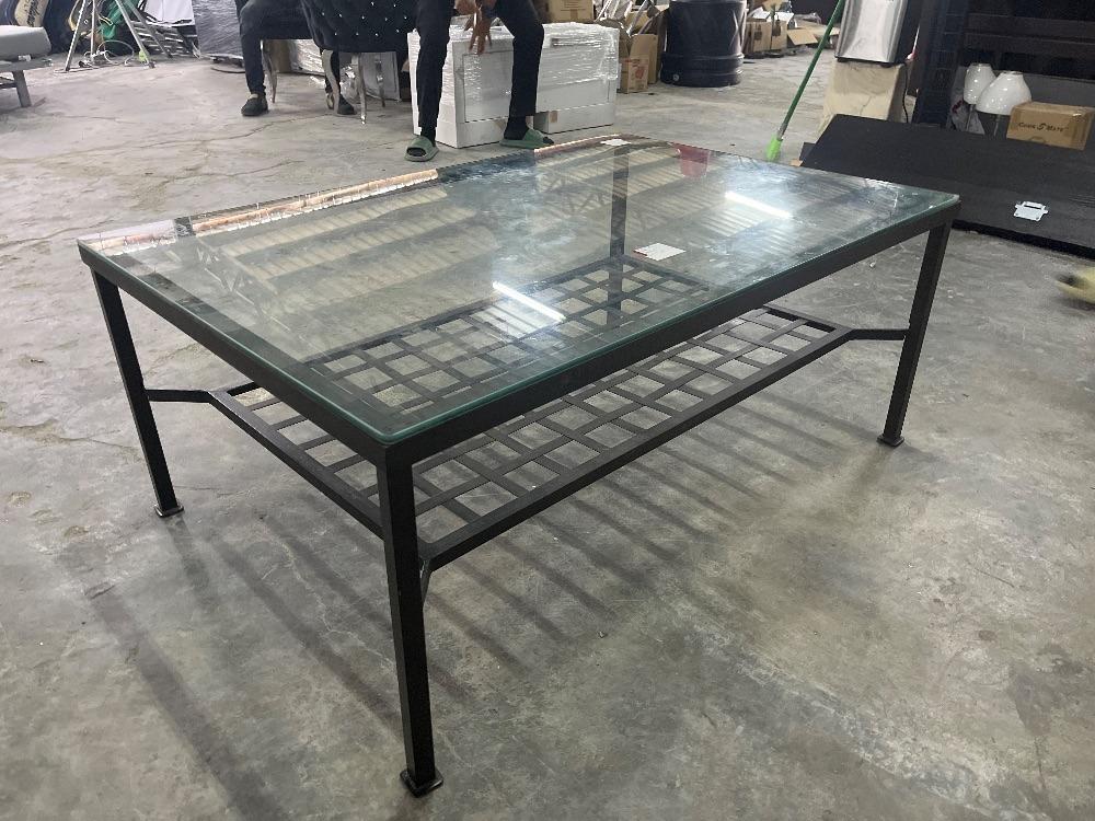 Glass Top Coffee Table with Iron Frame / Meja Kopi Atas Kaca dengan ...