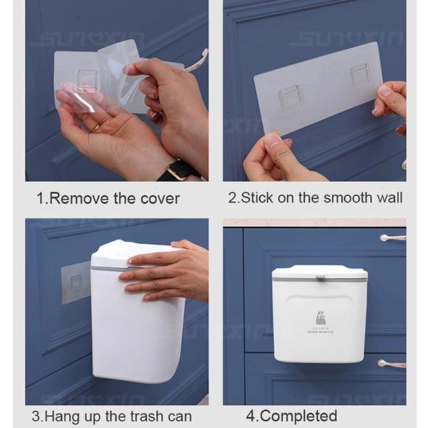 Hanging Trash dustbin for Kitchen Cabinet Door with Lid Wall Mounted ...