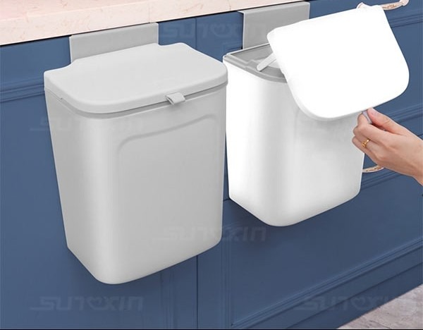Hanging Trash dustbin for Kitchen Cabinet Door with Lid Wall Mounted ...