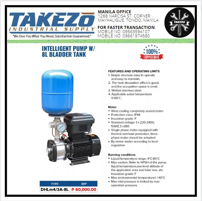 Intelligent Pump With 8L Bladder Tank, Commercial & Industrial ...