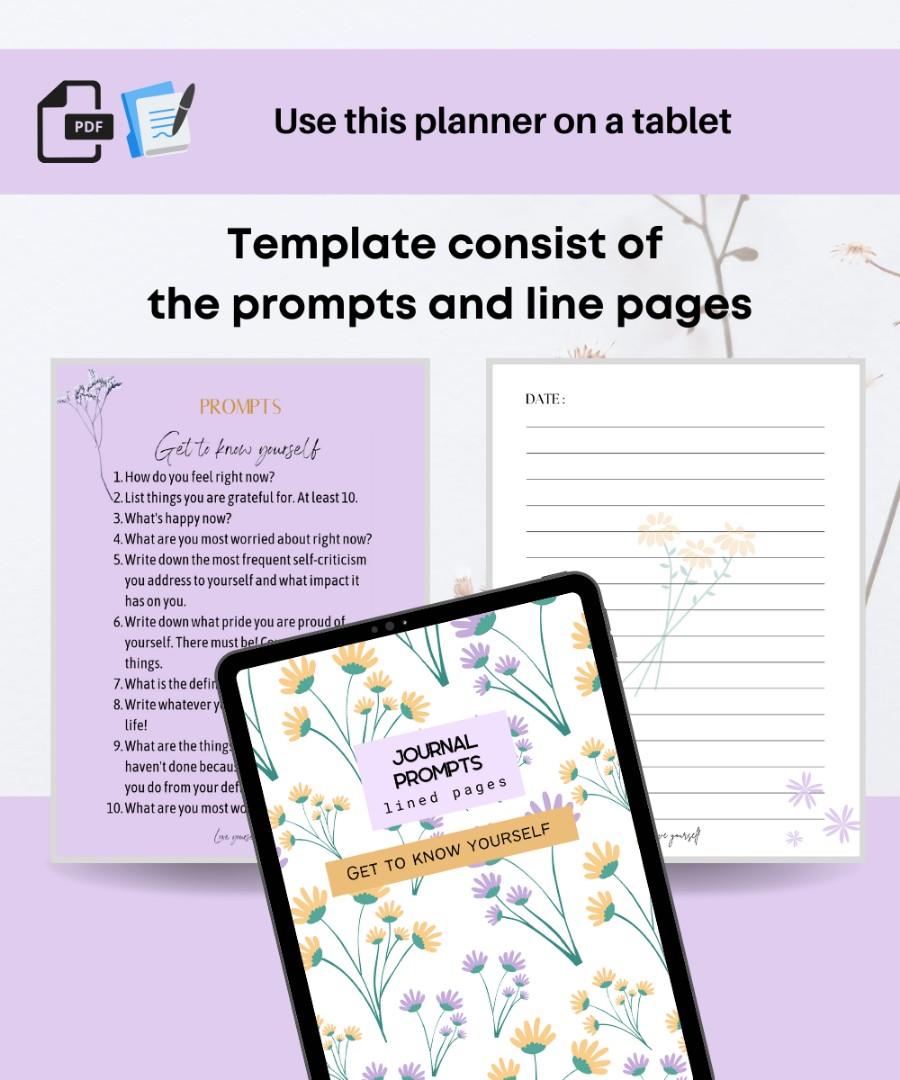 Journal Prompts Get To Know Yourself Printable|GoodNotes [PDF Instant ...