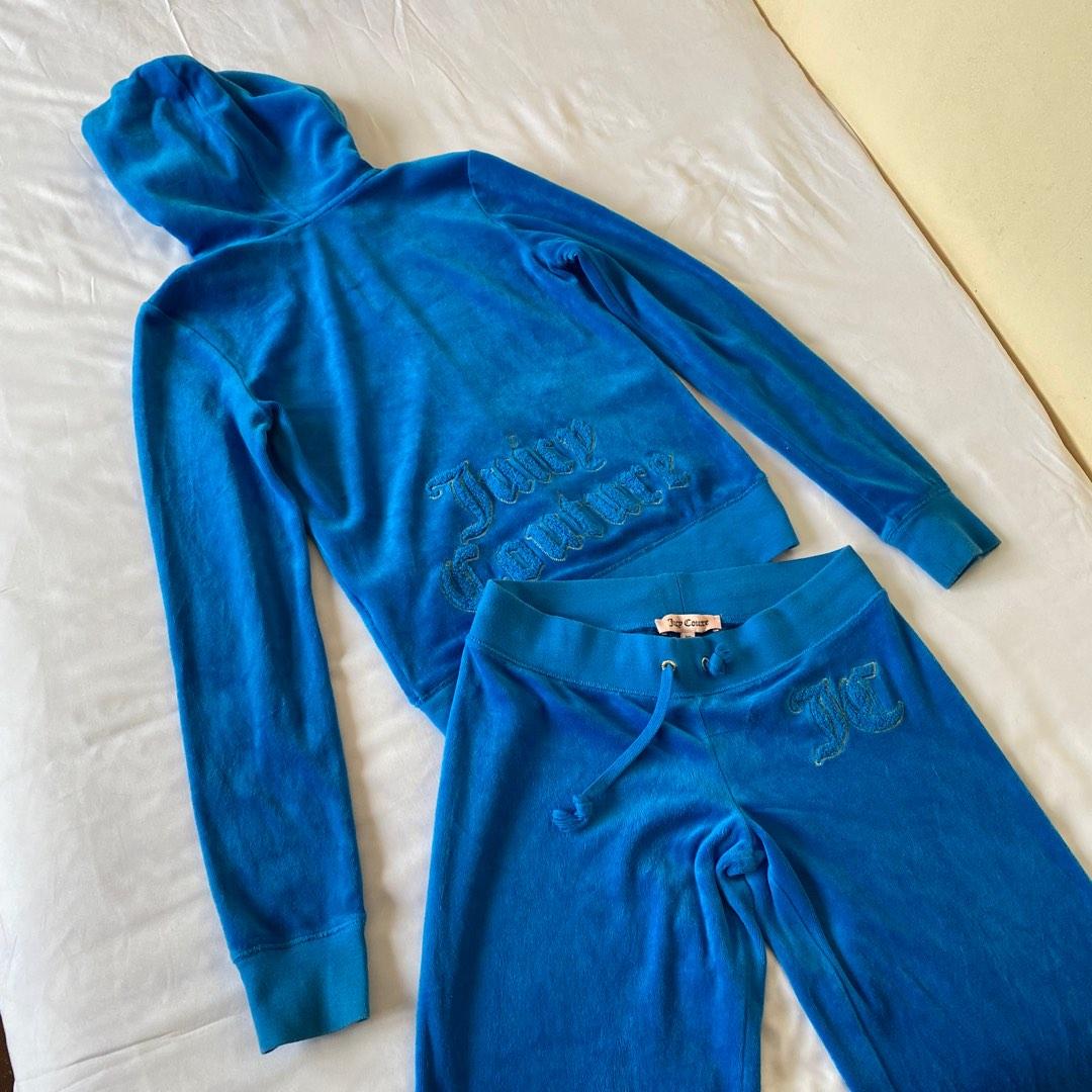 Juicy couture blue velvet tracksuit set y2kgoldd, Women's Fashion ...