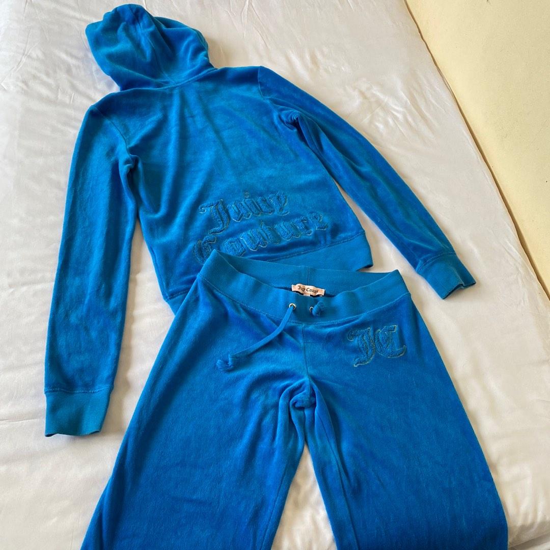 Juicy couture blue velvet tracksuit set y2kgoldd, Women's Fashion ...