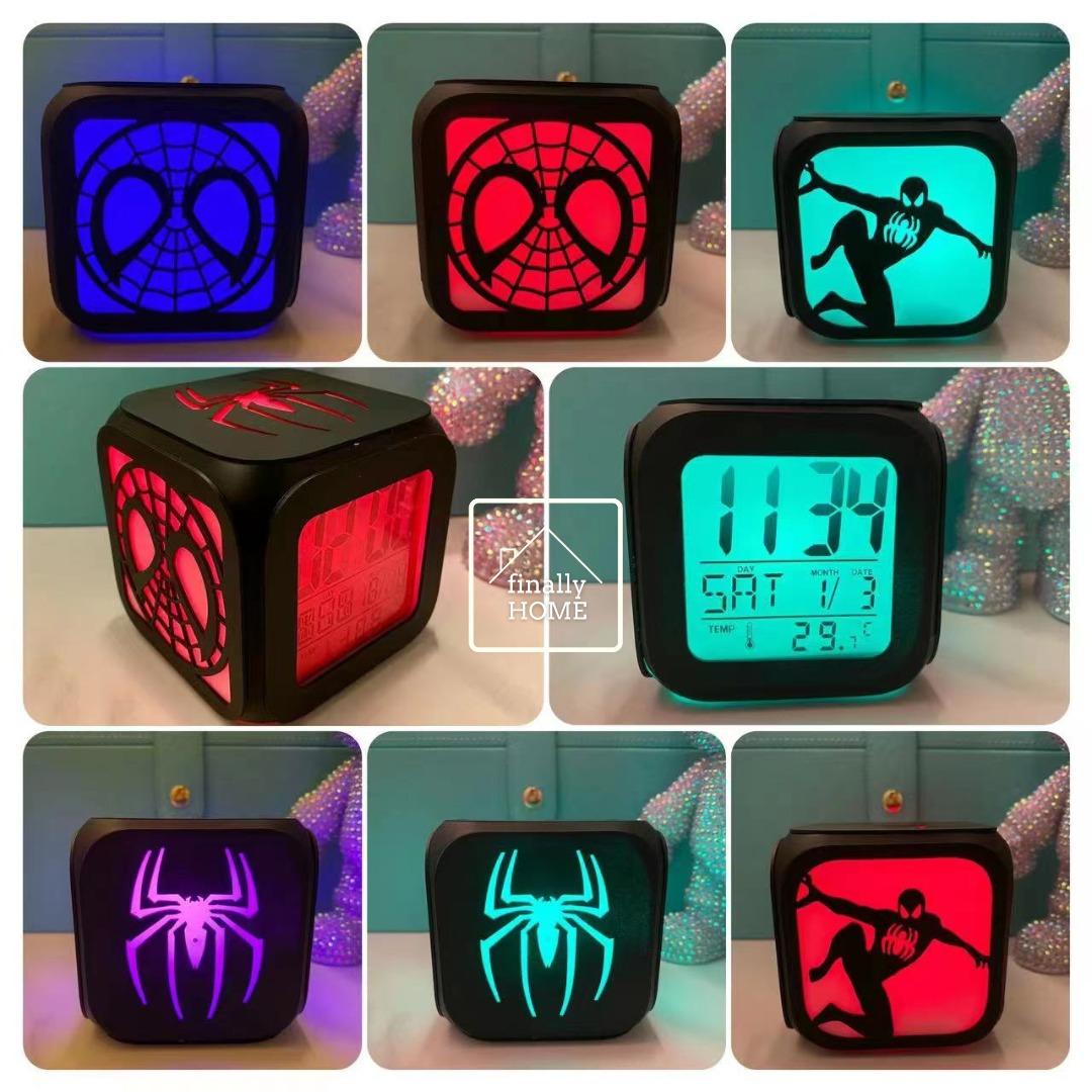 MARVEL SPIDERMAN CUBE CLOCK NIGHT LAMP, Furniture & Home Living, Home ...