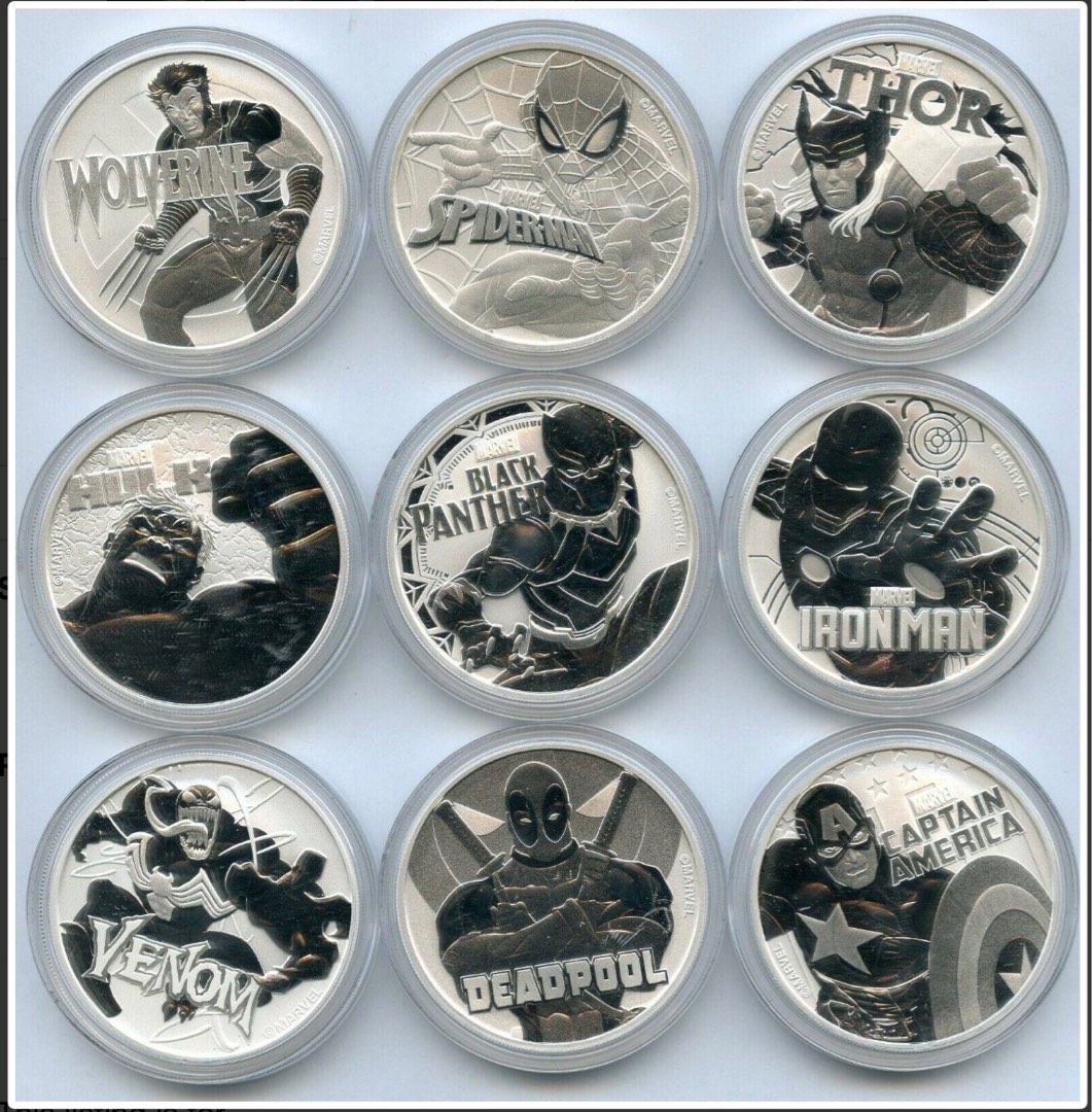 Marvel Tuvalu Coins by Perth Mint - 9 Coin Full Set 2017-2021, Hobbies ...