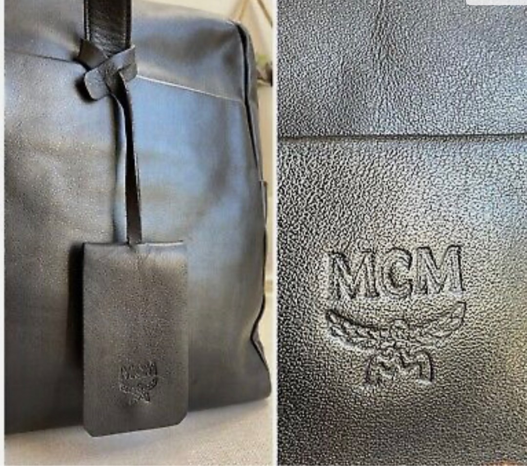 MCM black leather Laptop bag, Luxury, Bags & Wallets on Carousell