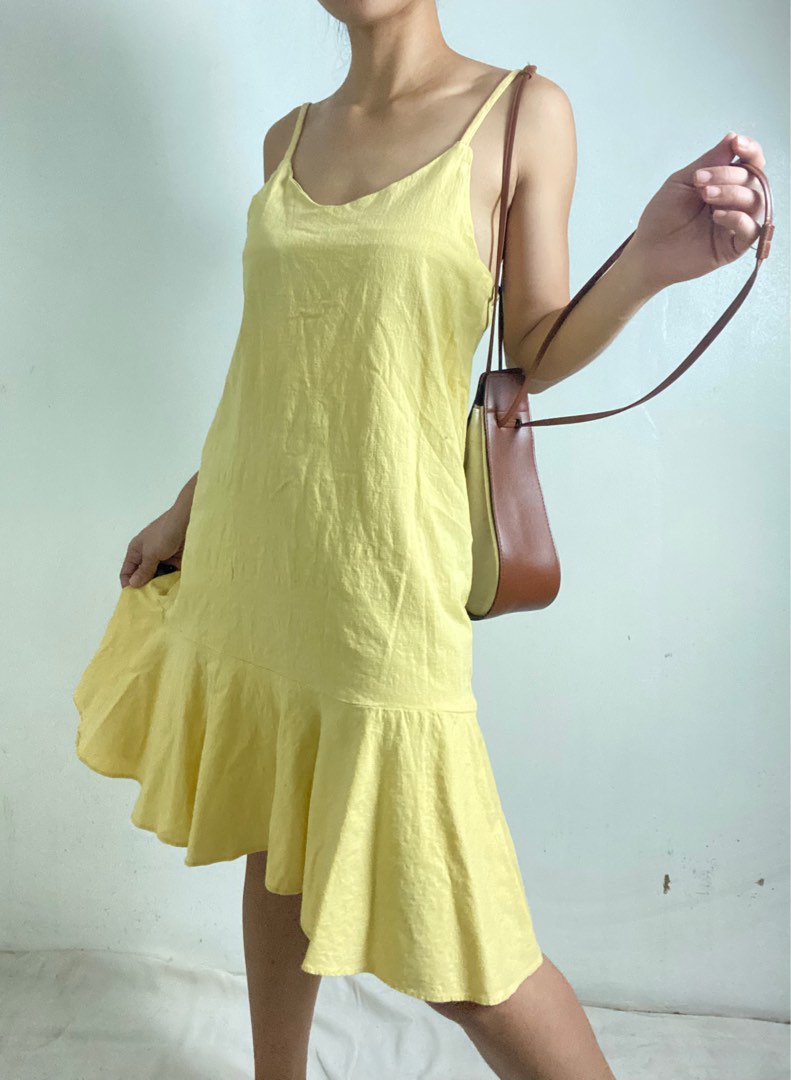 Pale yellow linen blend dress, Women's Fashion, Dresses & Sets, Dresses ...