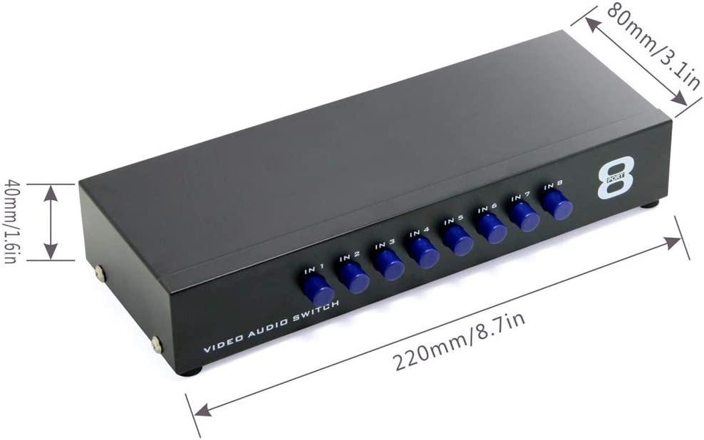 Panlong 8-Way AV Switch RCA Switcher 8 in 1 Out Composite Video L/R ...