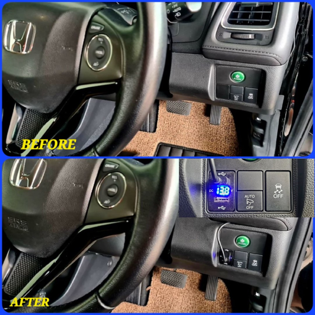 QUICKCHARGE Dual USB Ports with Voltmeter For Honda, Toyota ...