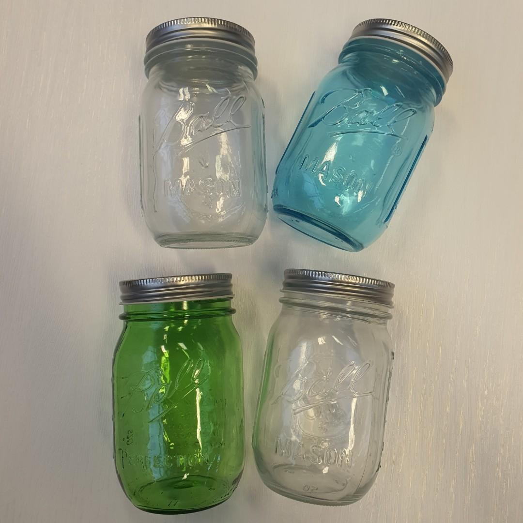 Set of 4 Glass Jars, Furniture & Home Living, Kitchenware & Tableware ...