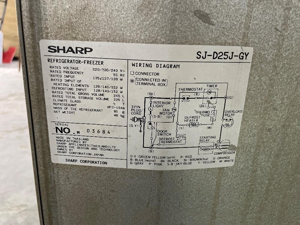 SHARP 2 Door Refrigerator Model SJ-D25J-GY / Model Peti Sejuk 2 Pintu ...