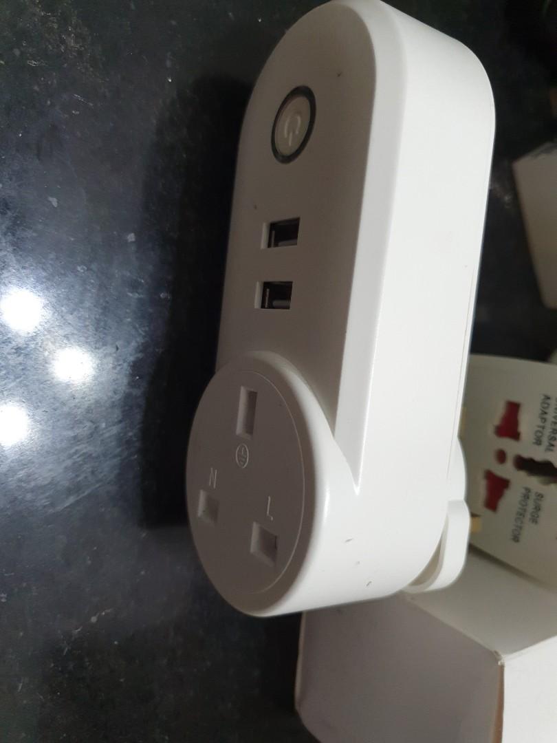 Smart Plug. Control via app wireless mobile phone with 2 USB sockets ...