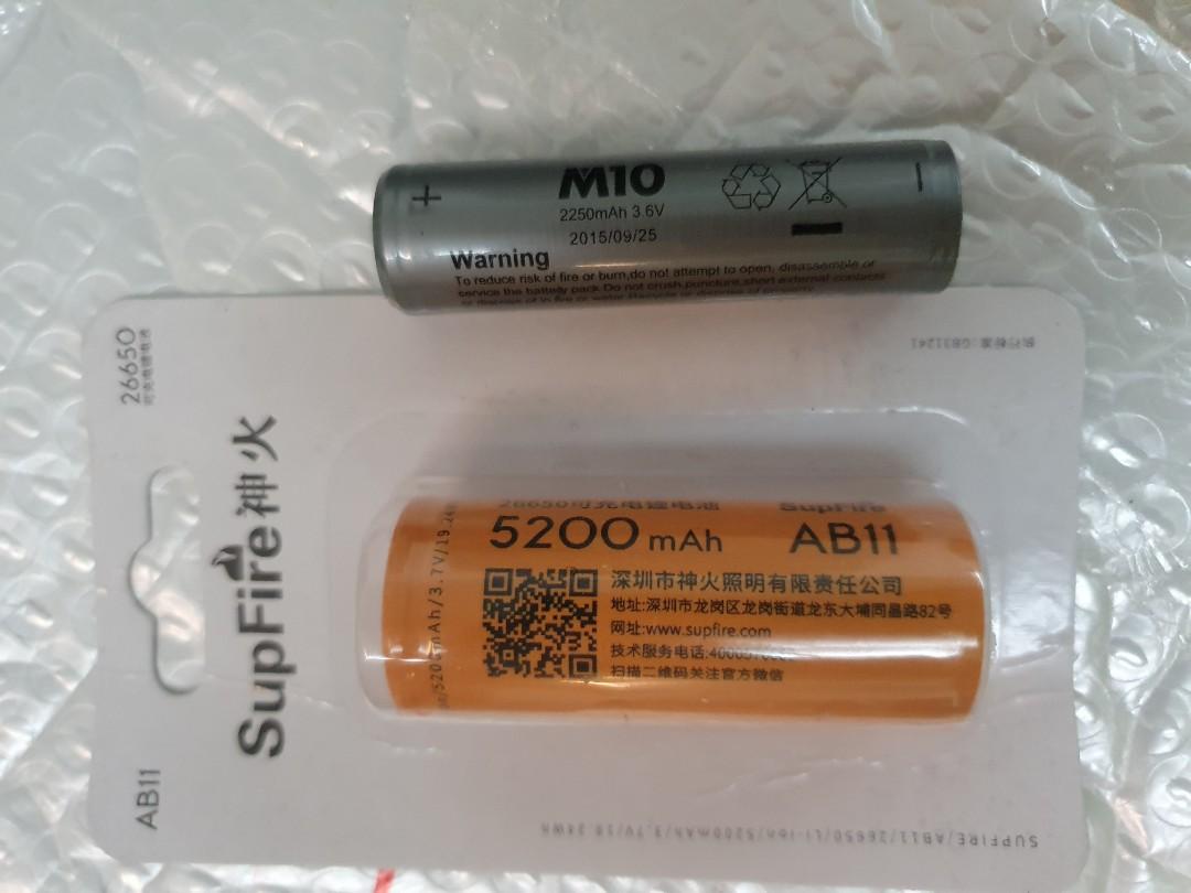 Supfire AB11 Flashlight High Capacity 26650 Li-ion Battery Charger 5200 ...