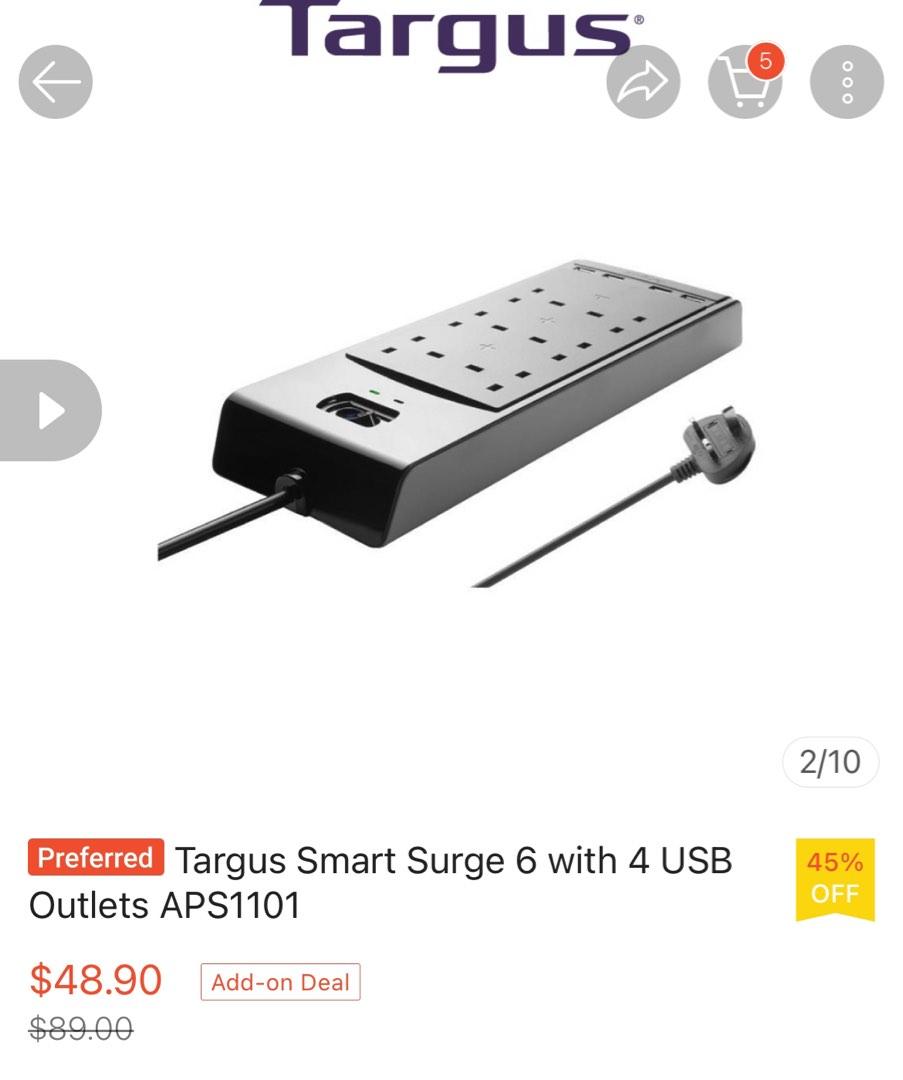 Targus APS1101AP-50 Smart Surge 6 Extension Cable, Computers & Tech ...