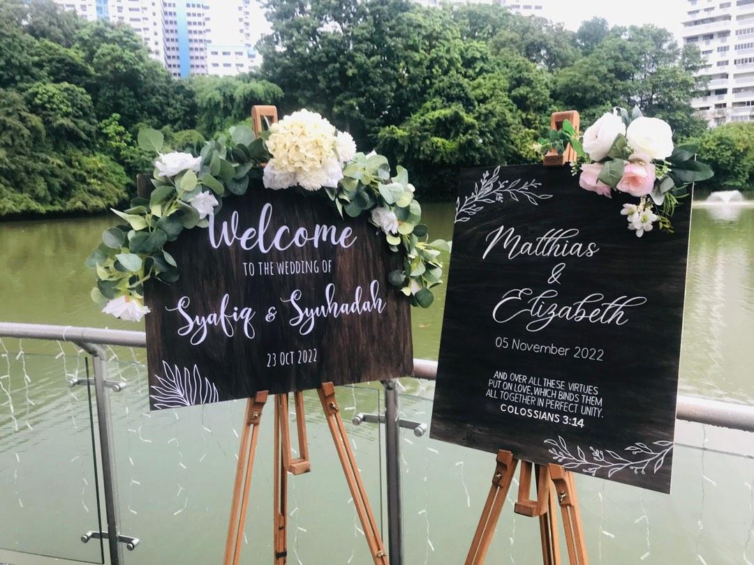 Calligraphy Wedding Welcome Wood Sign Signage Signboard Board ...