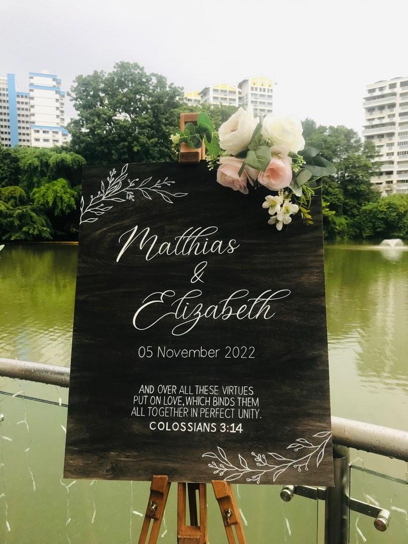 Calligraphy Wedding Welcome Wood Sign Signage Signboard Board ...