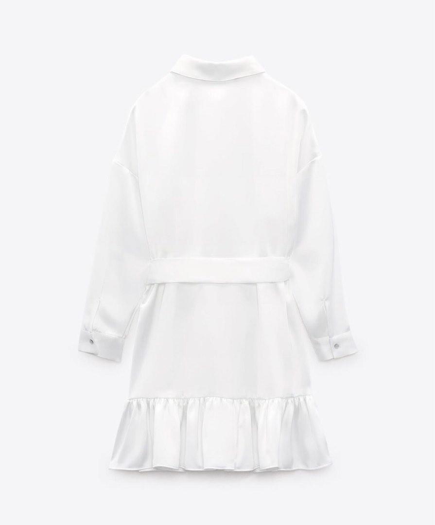 Zara satin ruffle dress, Women's Fashion, Dresses & Sets, Dresses on ...