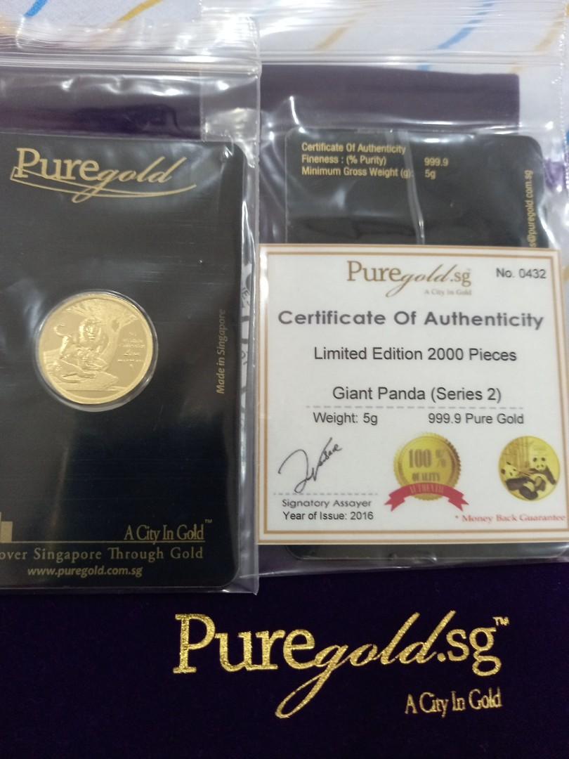 5g Lion Gold Coin / 999.9 Pure Gold / Singapore Made, Hobbies & Toys ...