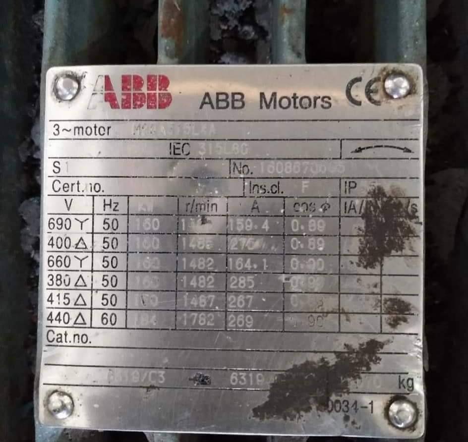 ABB Induction Motor 200HP 1770rpm 380V 3phase, Commercial & Industrial ...