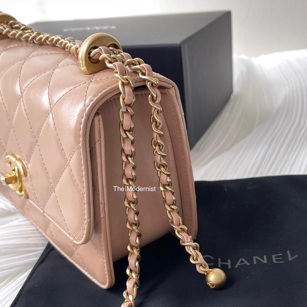 Authentic Chanel Mini Gold Ball Crush Flap Bag Dark Beige, Luxury, Bags ...