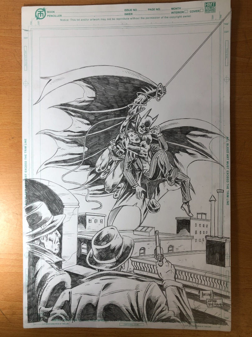 Batman homage original comic art by Mannie Abeleda 11x17 pencils ...