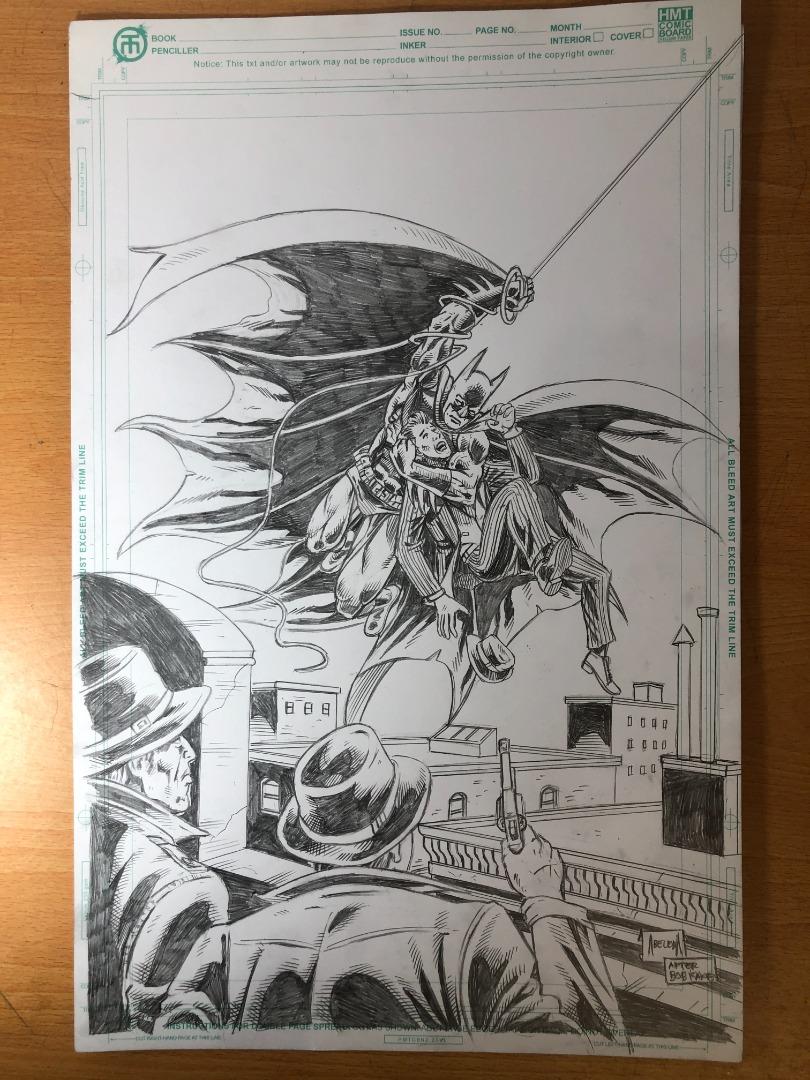 Batman homage original comic art by Mannie Abeleda 11x17 pencils ...