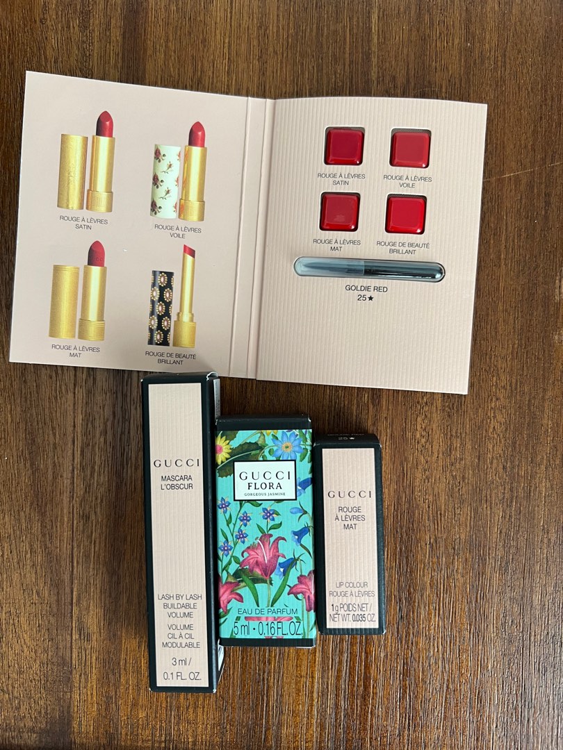 BNIB - GUCCI Deluxe Set (mascara, lipsticks and 5ml fragrance), Beauty ...