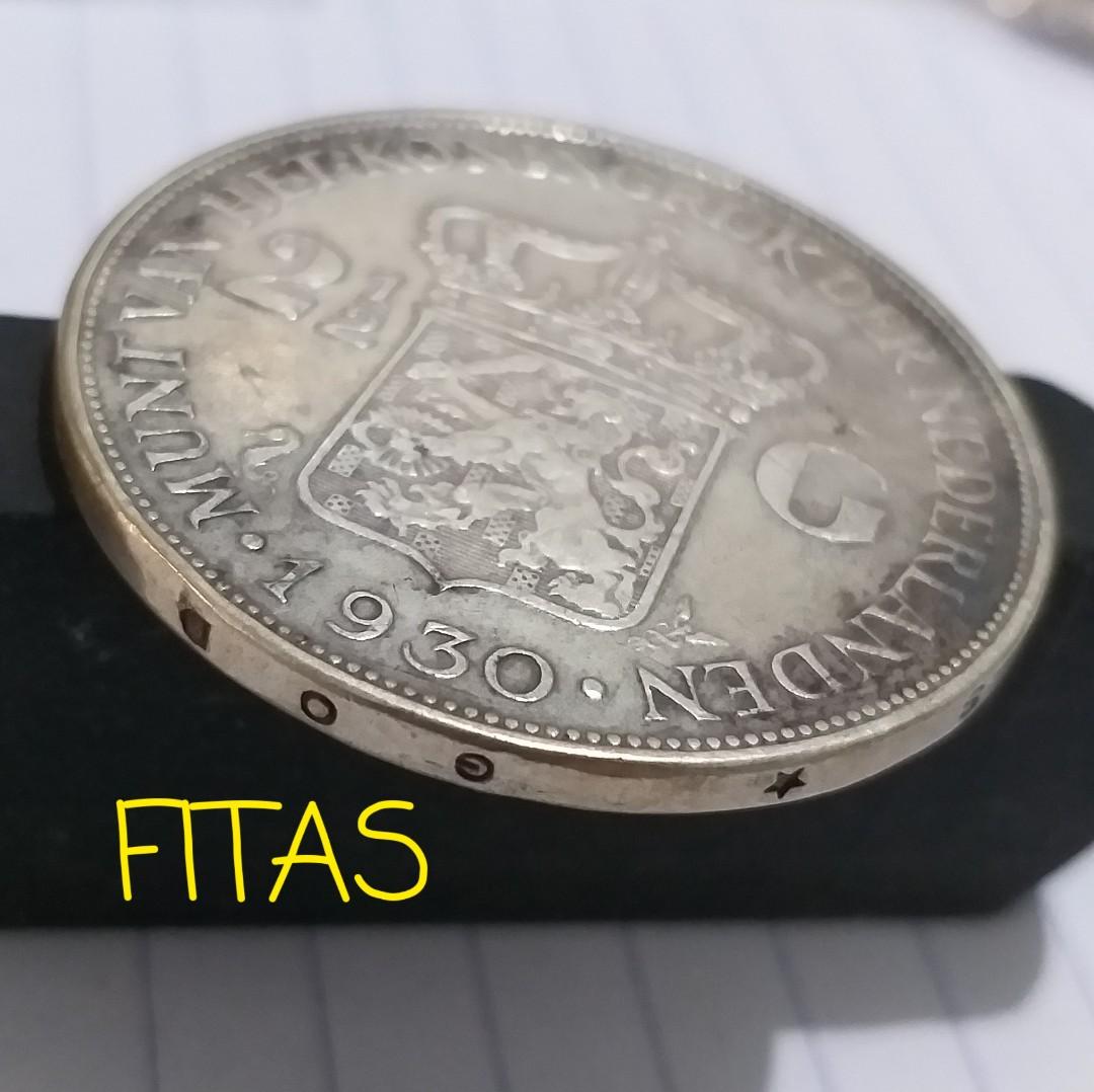 C.7-- 1 PC KOIN PERAK KUNO ASLI 2.5 GULDEN WILHELMINA TH 1930 ...