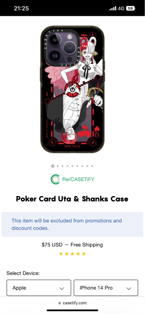 Casetify iPhone 14 Pro Poker Card Uta & Shanks Case, Mobile Phones ...