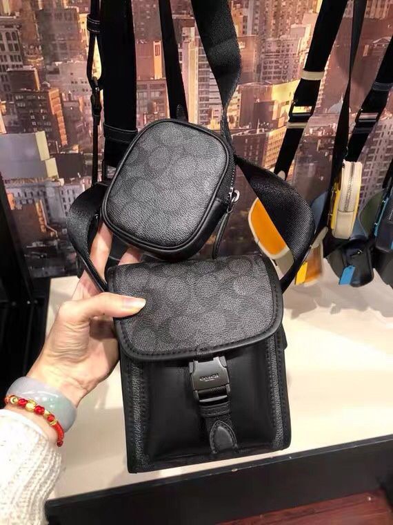 Coach latest men sling bag small handphone sling bag black instock, Men ...