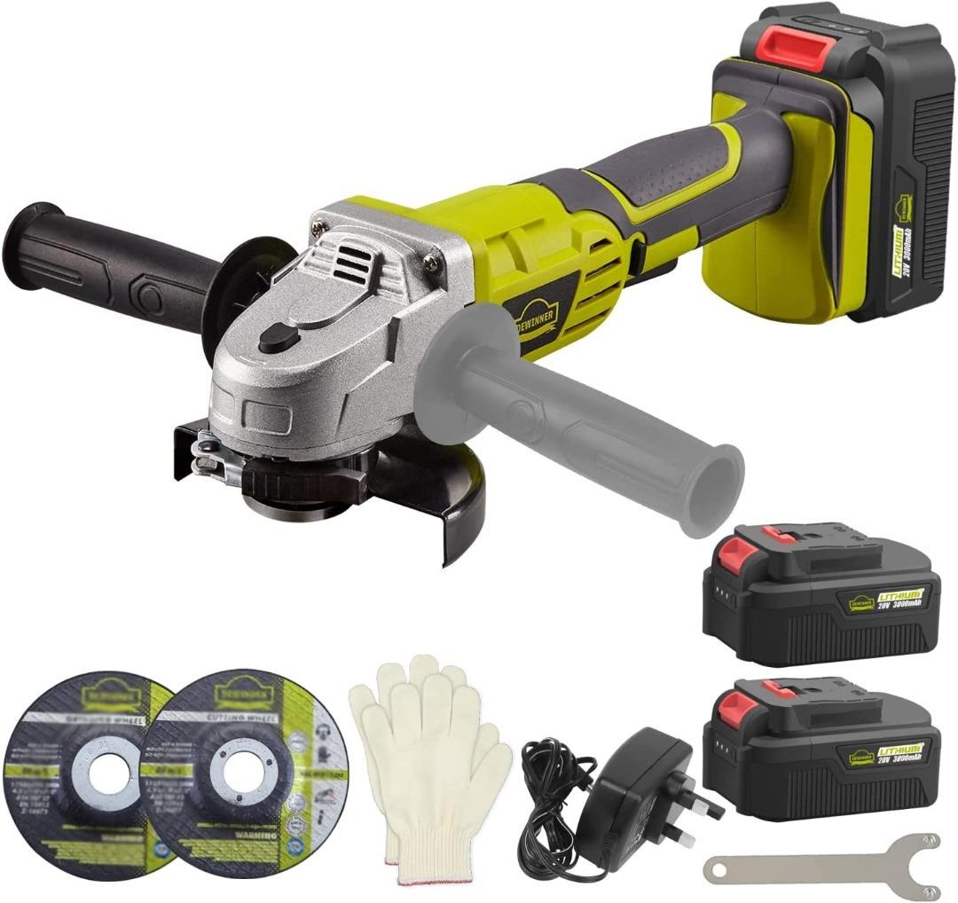 Cordless Angle Grinder, DEWINNER 2*3000mAh 20V Li-Ion Batteries & Fast ...