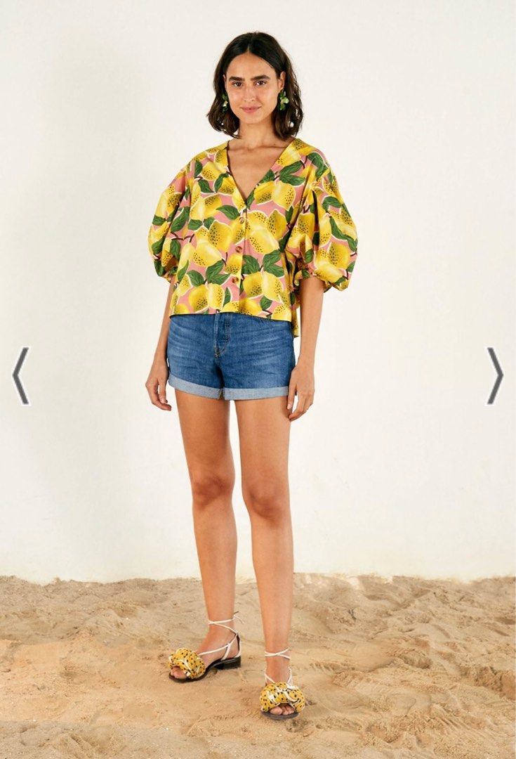 [Brand new] Farm Rio Lemon Print, Women's Fashion, Tops, Blouses on ...
