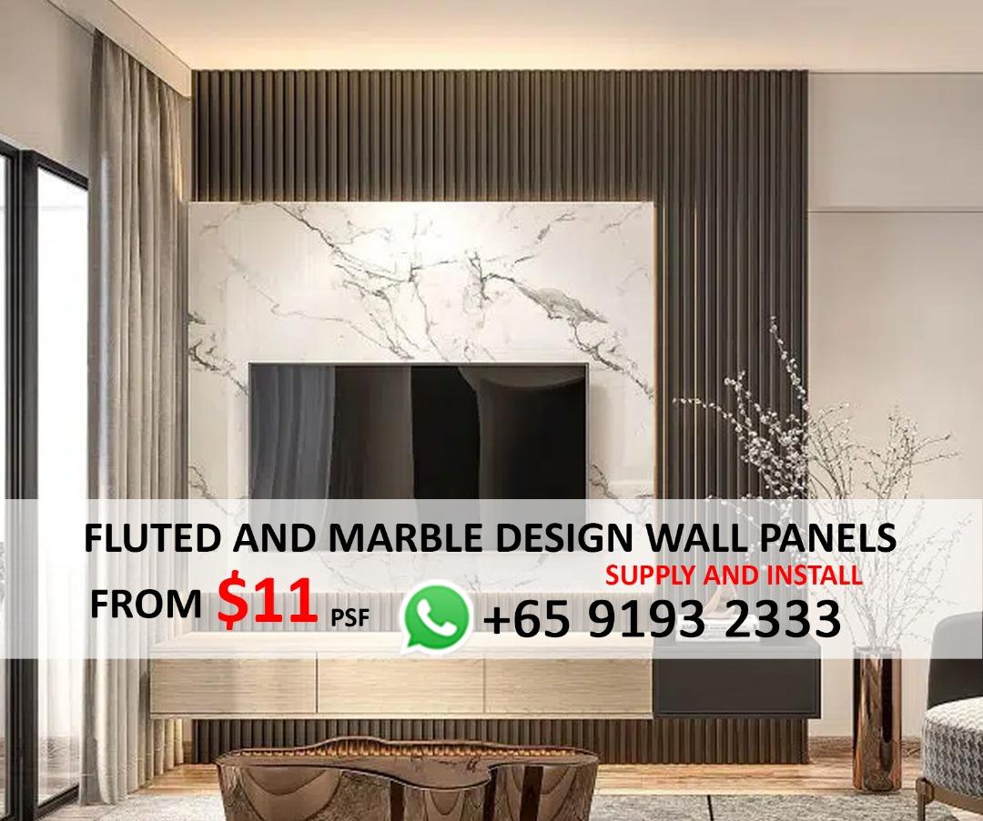 Fluted Wall Panel and Marble Design Wall Panel From, Furniture & Home ...