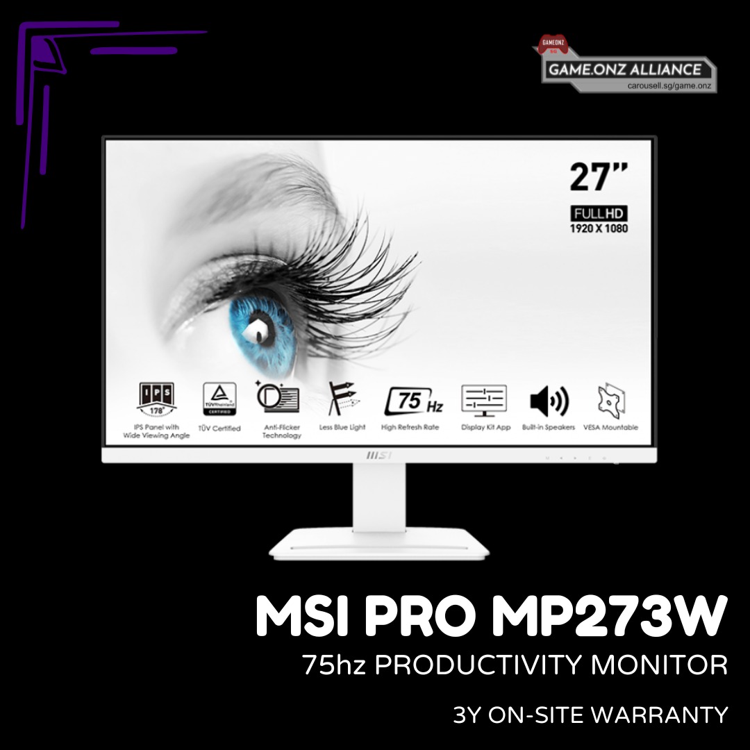 FREE SHIPPING | MSI PRO MP273W SLIM 75hz MONITOR PRODUCTIVITY VESA ...
