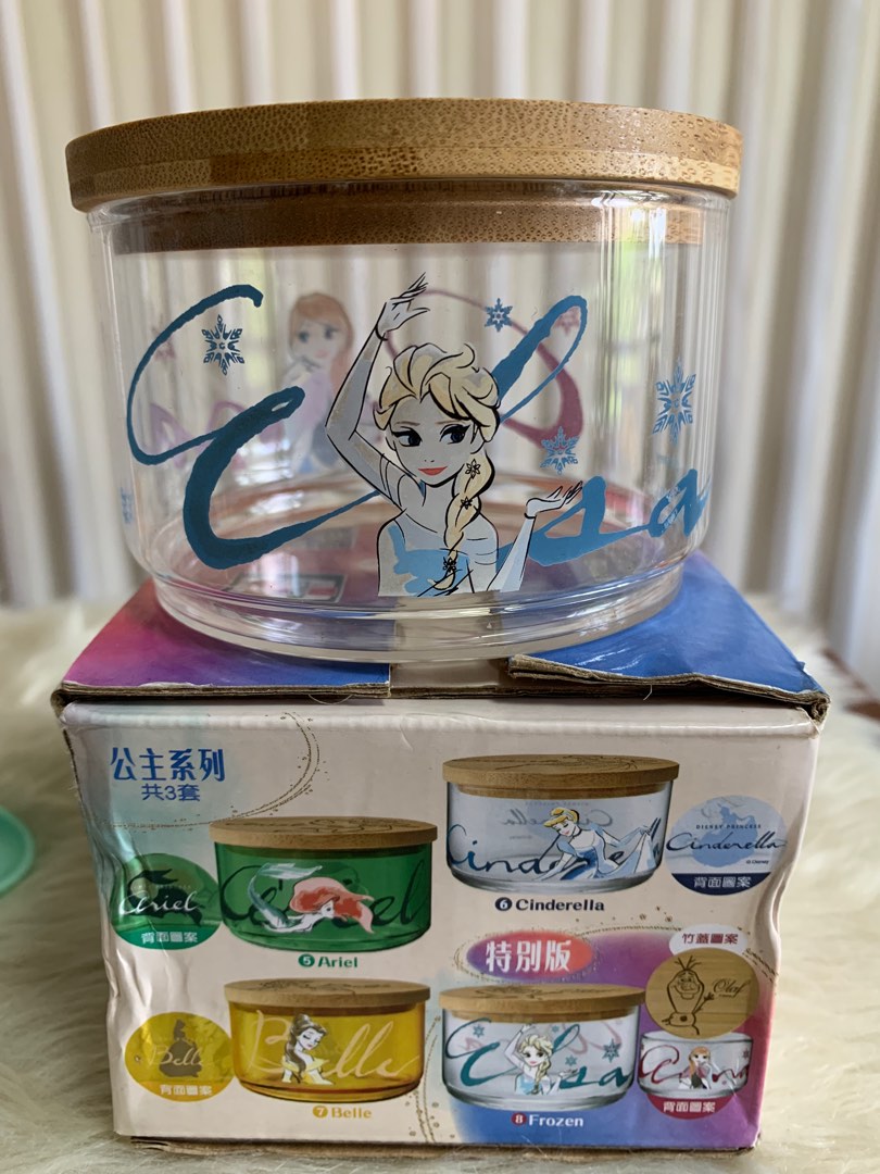 Frozen Elsa Anna Olaf glass with cover, Furniture & Home Living ...