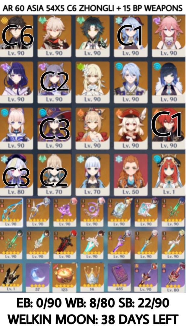 GENSHIN IMPACT AR 60 ASIA C6 ZHONGLI & FRIENDS, Video Gaming, Gaming ...