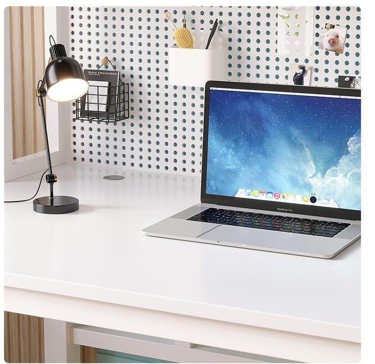 Heavy-Duty Metal Study Table Computer Desk with Pegboard and Book ...