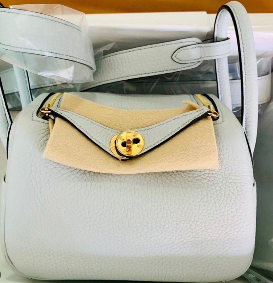 Hermes Mini Lindy blue pale ghw, Luxury, Bags & Wallets on Carousell