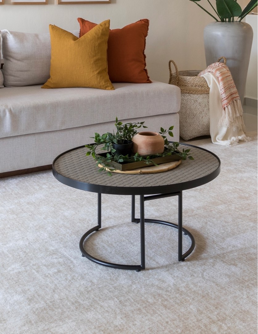 Iuiga Leather Textured Coffee Table, Furniture & Home Living, Furniture ...