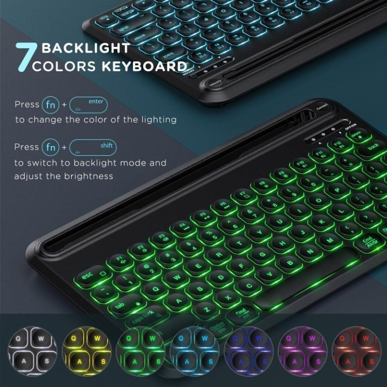 JELLY COMB Illuminated, 7-Color Backlit Wireless Keyboard for Mac ...