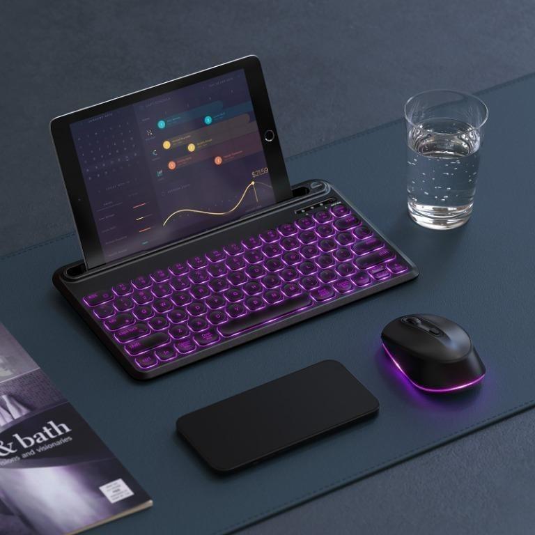 JELLY COMB Illuminated, 7-Color Backlit Wireless Keyboard for Mac ...