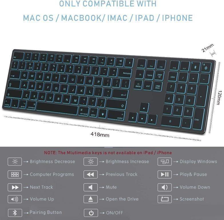 JELLY COMB IWG ZX B Bluetooth Keyboard For MacBook Black Computers Tech Parts