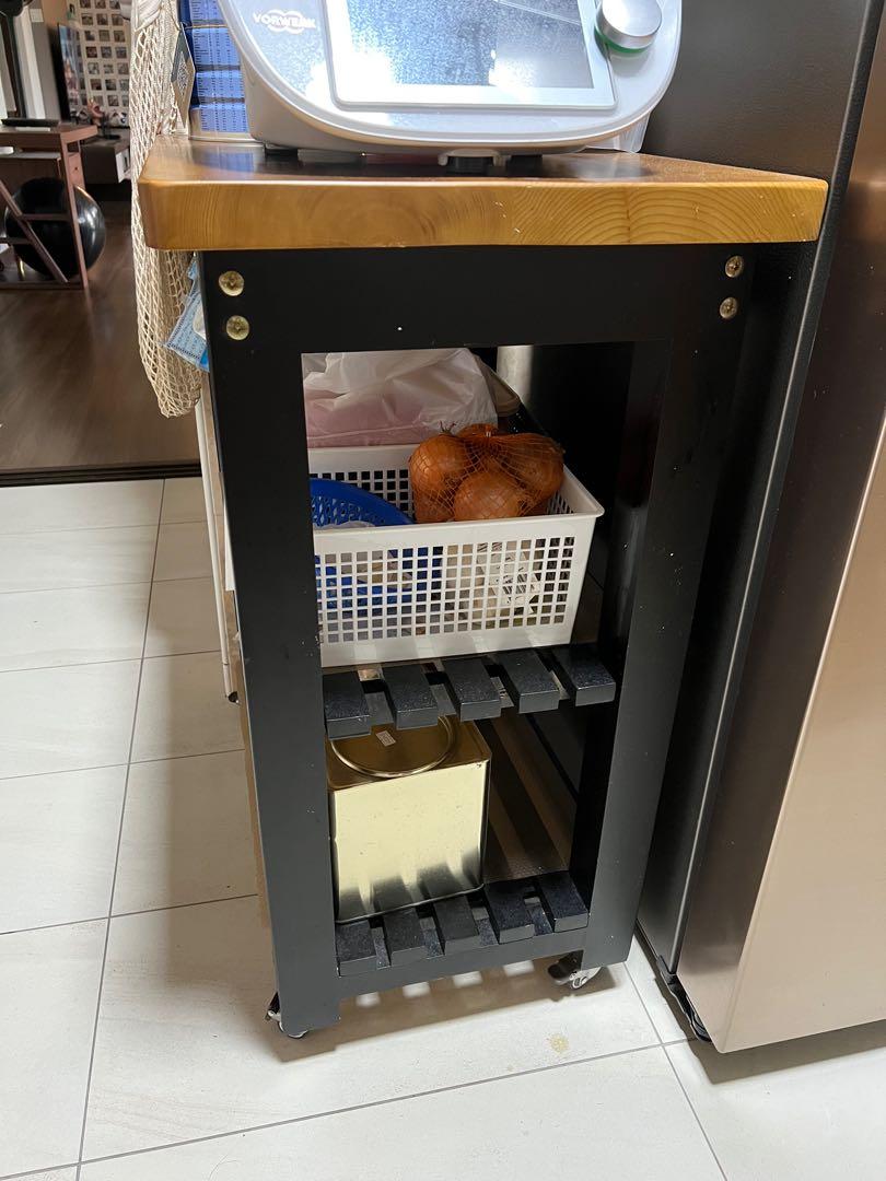 Wood Kitchen Trolley with stopper wheels, Furniture & Home Living ...