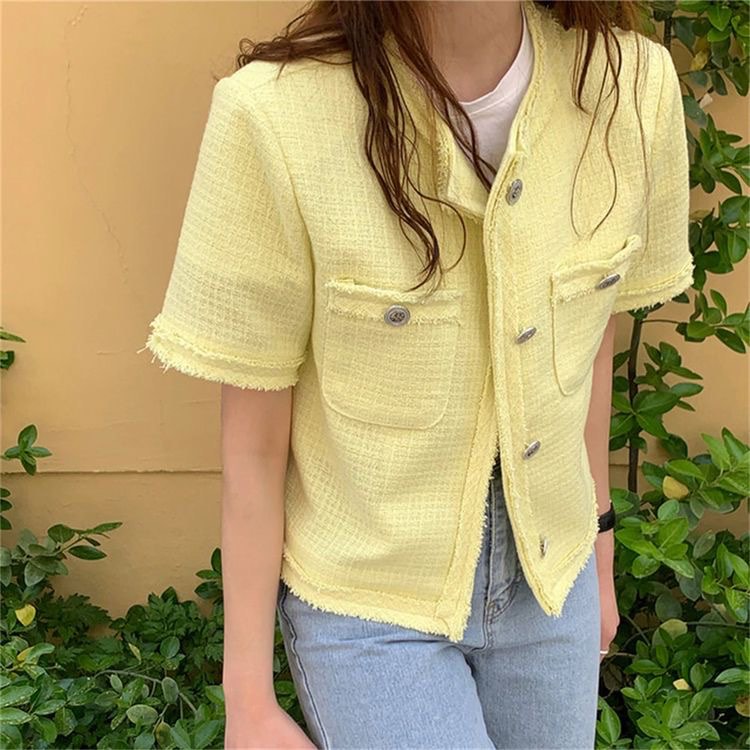Korean Tweed Summer Coat, Women's Fashion, Coats, Jackets and Outerwear ...