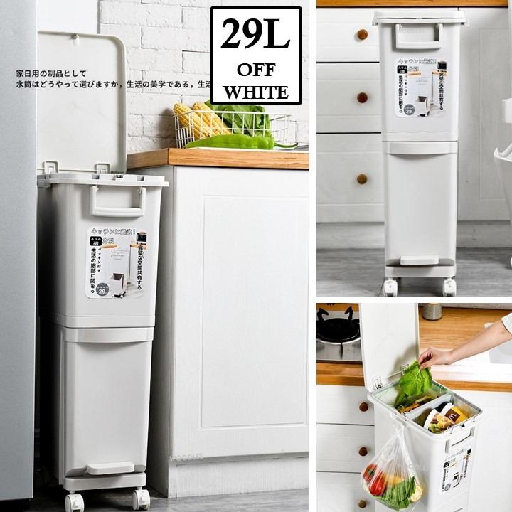 Large 2-Tier Sorting Bin Lid★360° Wheel★Kitchen Rubbish Garbage Trash ...