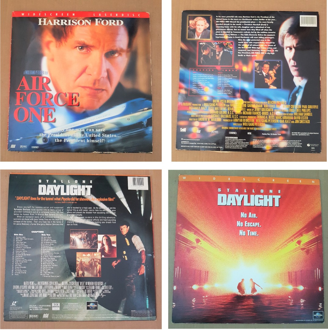 Laser Disc of Hollywood Blockbuster Movies, Air Force One, Harrison Ford, Daylight, Sylvester ...